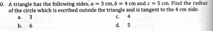 a triangle has the following sides a 3 cmb 4 cm and c 5 cm find the ...