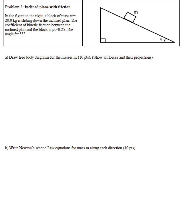 SOLVED:Problem 2: Inclined plane Wich fricton In the iigure ' to the right; block of mass 0N ...