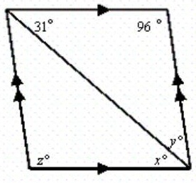 SOLVED: 'Find the values of the variables in the parallelogram. The diagram is not to scale. 96'