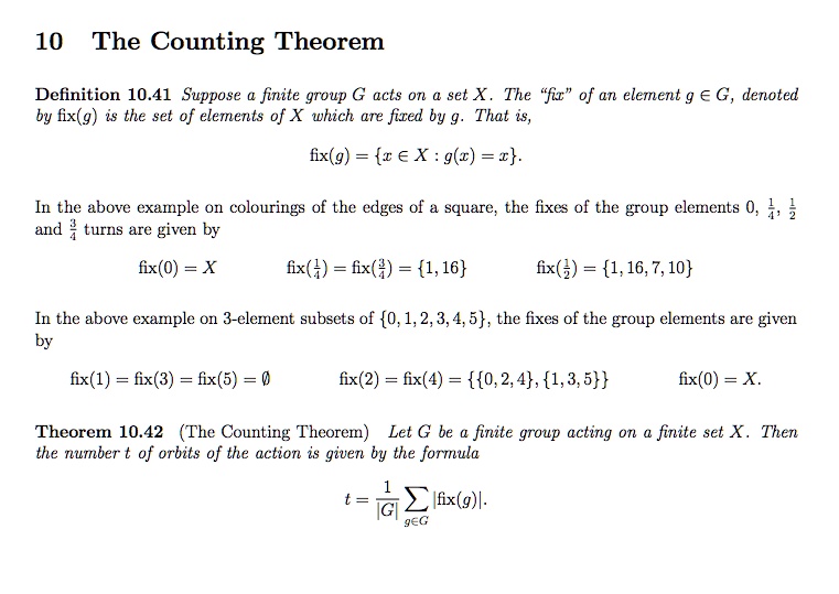 SOLVED:10 The Counting Theorem Definition 10.41 Suppose finite group G ...