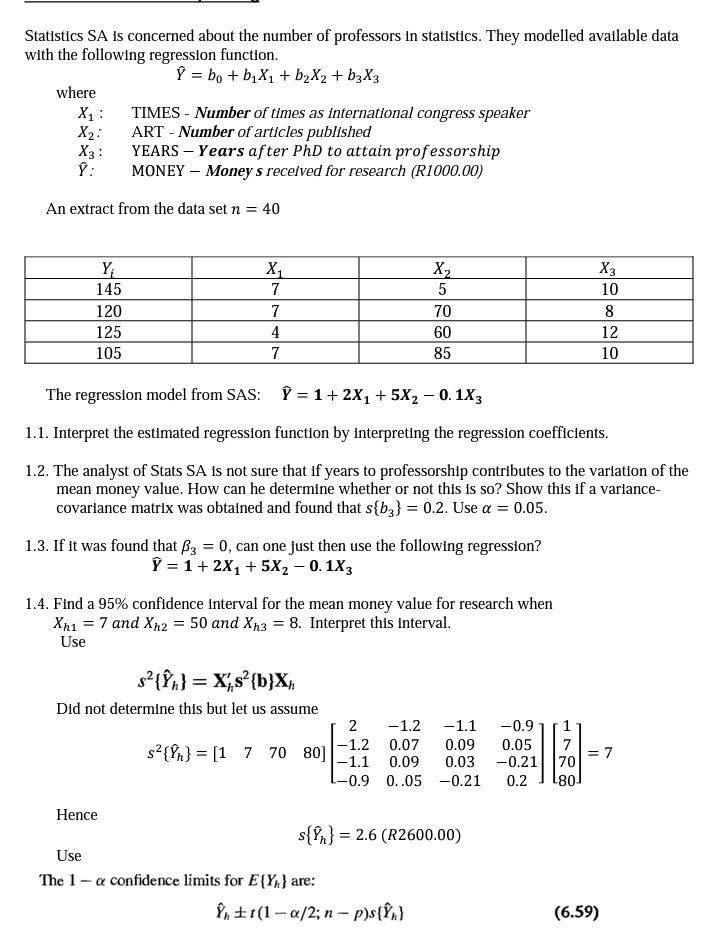 SOLVED: Statistics SA is concerned about the number of professors in ...