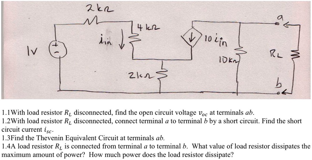 SOLVED: 26a M a 41n 10Lin I0KM Iv RL 2hn 1.1 With load resistor R ...