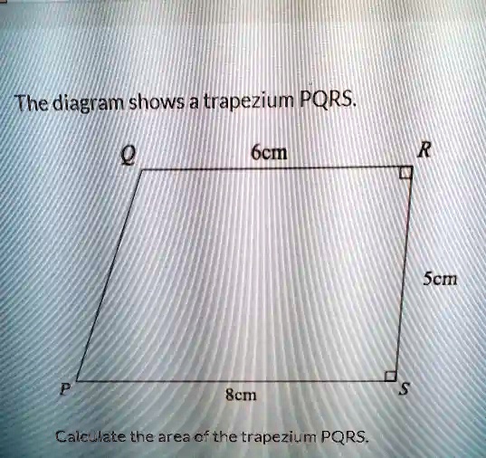 The diagram shows a trapezium PQRS. Calculate the area of...