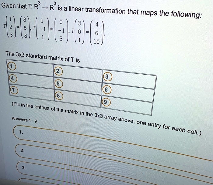 SOLVED: Given that T: R" R? is a linear "transformation that maps the following: MHBHHHHHHA The ...