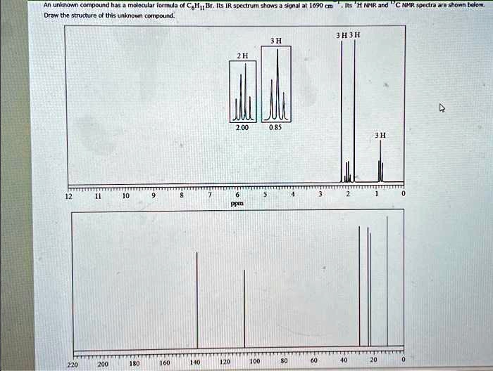 An unknown compound has a molecular formula of C6H11Br. Its IR spectrum ...