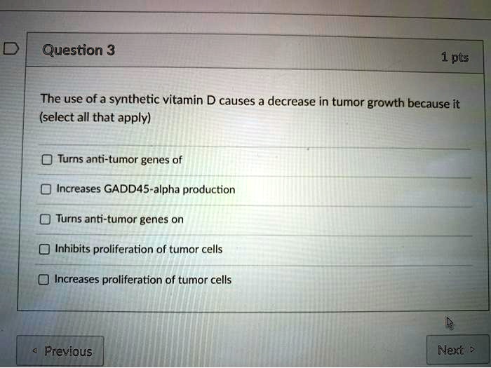 SOLVED: Question 3 1pts The use of a synthetic vitamin D causes a ... SOLVED: Question 3 1pts The use of a synthetic vitamin D causes a ...