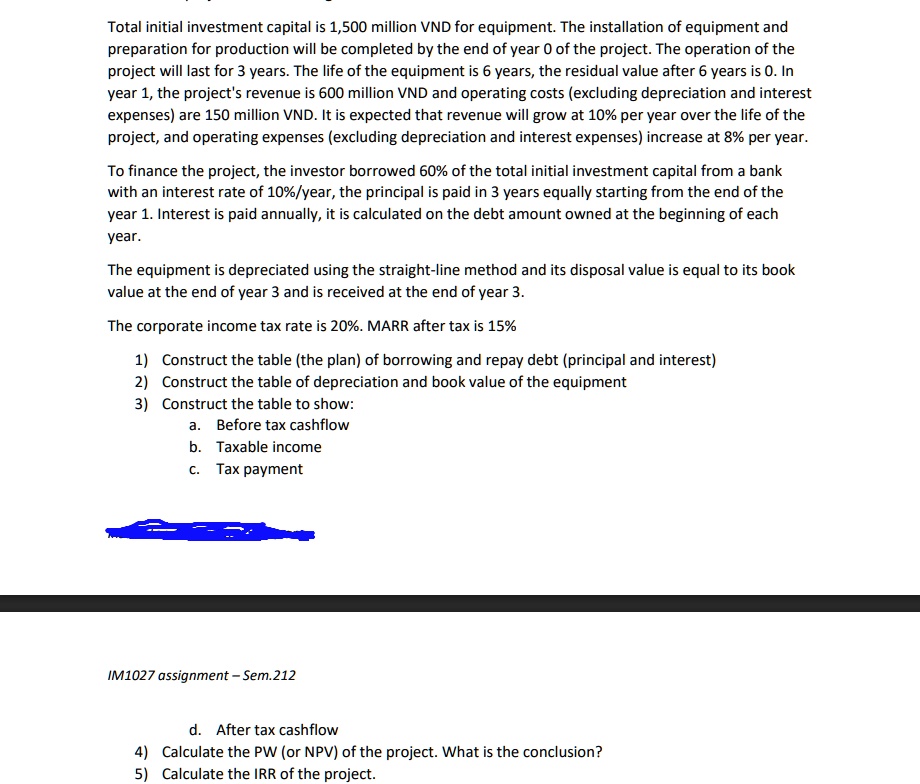 Total initial investment capital is 1,500 million VND for equipment ...