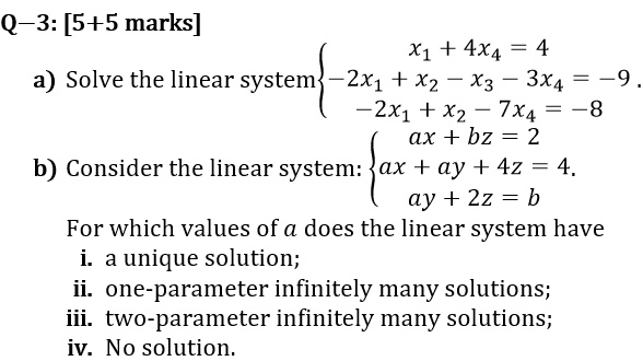 q 3 55 marks x1 4x4 4 a solve the linear system 2x1 xz x3 3x4 9 2x1 x2 ...