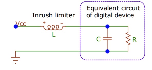 Inrush limiter Equivalent circuit of digital device Vcc L C R