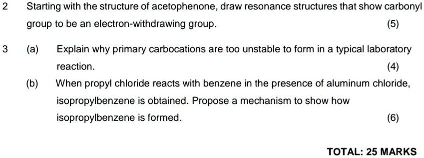 starting with the structure of acetophenone draw resonance structures ...