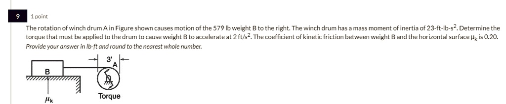 9 1 point The rotation of winch drum A in Figure shown causes motion of ...