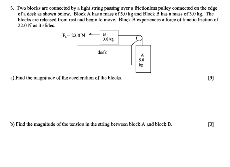 two blocks are connected by a light string passing over a frictionless pulley connected on the ...