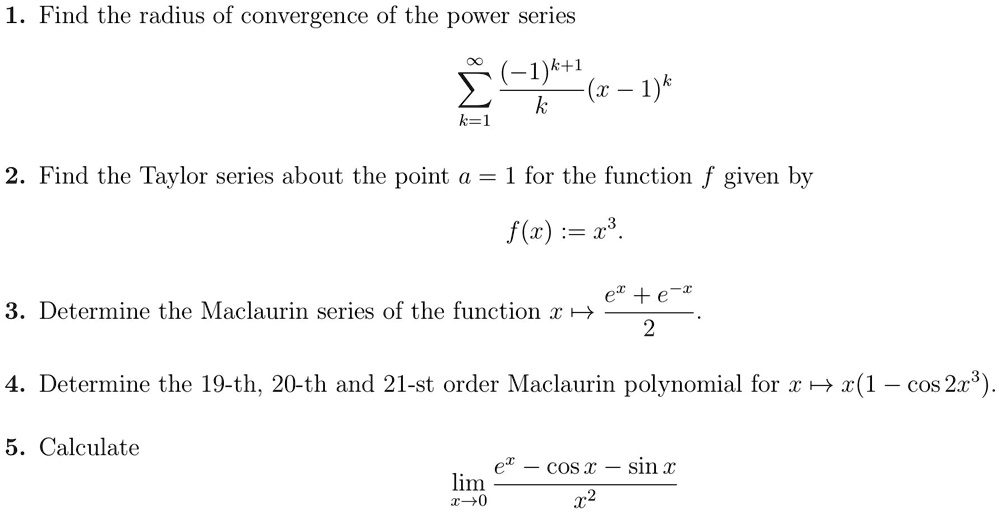 1 find the radius of convergence of the power series 1k1 x 1k kl 2 find ...