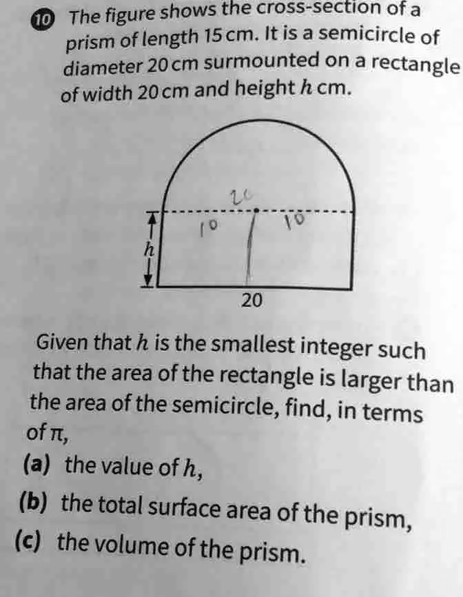 SOLVED: 60 The figure shows the cross-section ofa prism of length 15cm ...