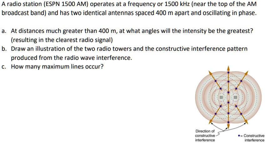 SOLVED: A radio station (ESPN 1500 AM) operates at a frequency of 1500 ...