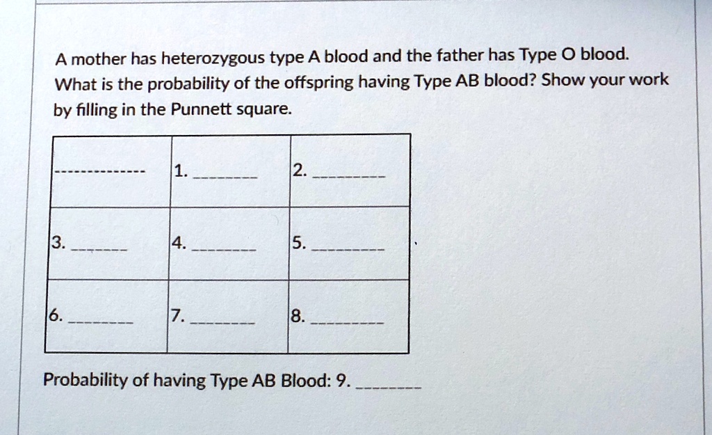 SOLVED: 'A mother has heterozygous type A blood and the father has Type ...