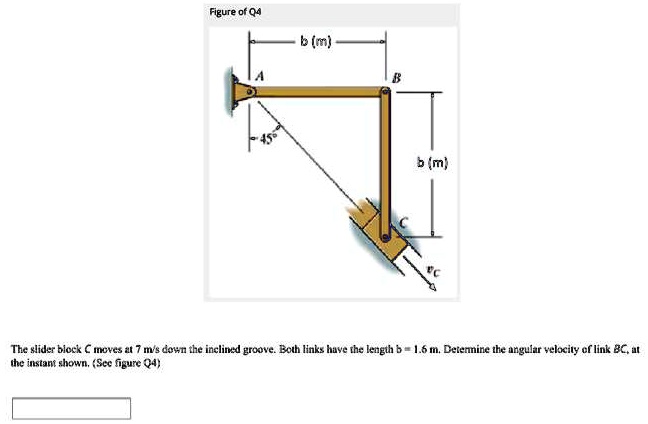 SOLVED: Figure of Q4 b(m) b(m) The slider block C moves at 7 m/s down the inclined groove. Both ...