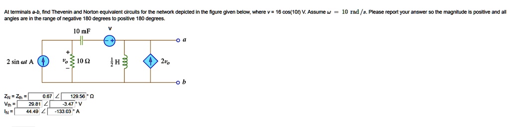 SOLVED: At terminals a-b, find Thevenin and Norton equivalent circuits for the network depicted ...