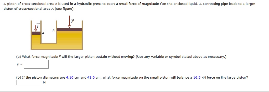 SOLVED: piston of cross-sectional area is used in hydraulic press to ...
