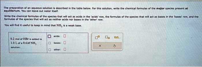 SOLVED: The preparation of an aqueous solution is described in the ...
