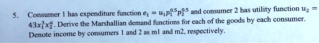 SOLVED: Consumer 1 has expenditure function e = up^0.5 and consumer 2 ...