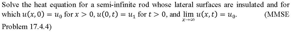 SOLVED: Solve the heat equation for semi-infinite rod whose lateral ...