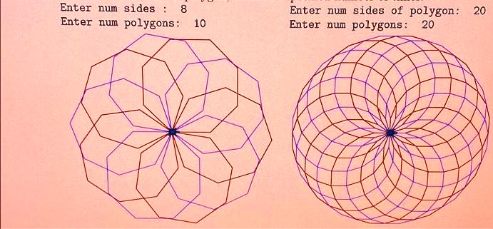 Solved Using Python Turtle Enter Num Sides 8 Enter Num Polygons 10 Enter Num Sides Of
