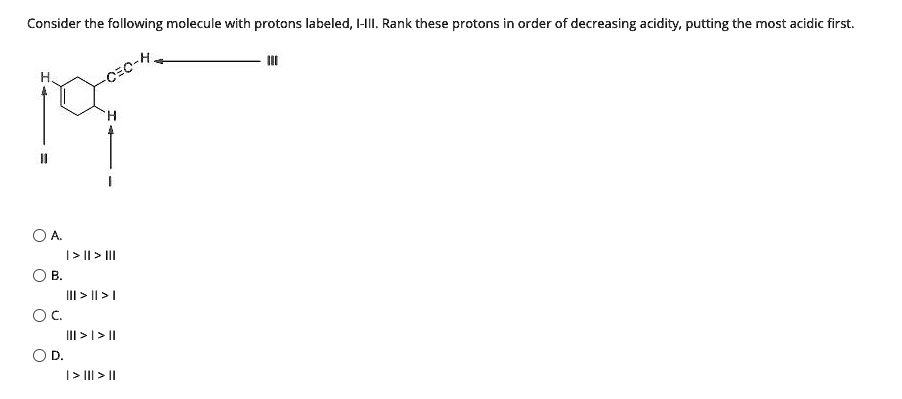 consider the following molecule with protons labeled ili rank these protons in order of ...