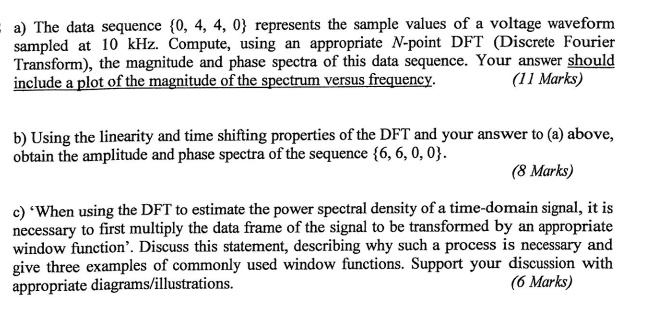 SOLVED: a The data sequence 0, 4,4,0 represents the sample values of a voltage waveform sampled ...