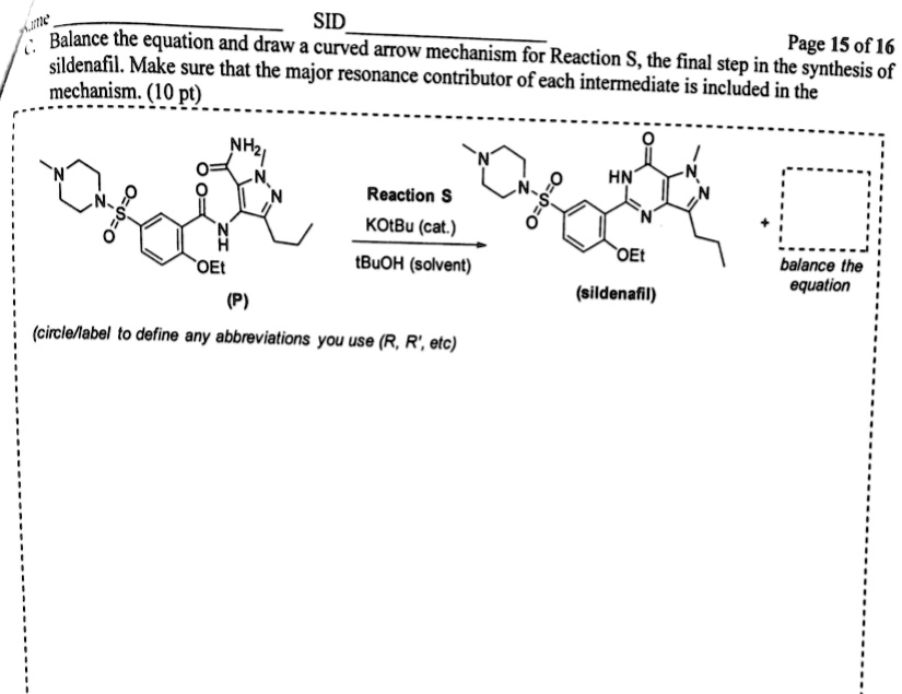 SID Balance the equation and draw a curved arrow mechanism for Reaction ...