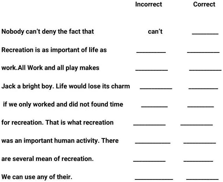 in in the passage given below there is an error in each space provided ...