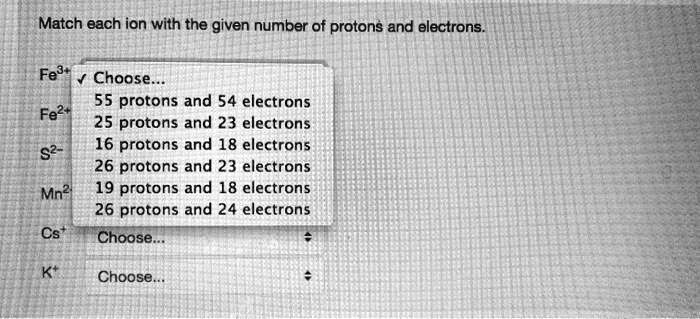 SOLVED: Match each ion with the given number of protons and electrons ... SOLVED: Match each ion with the given number of protons and electrons ...