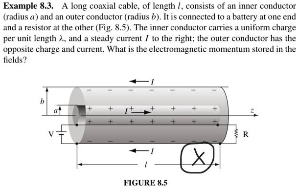 Example 8.3. A long coaxial cable, of length l, consists of an inner ...