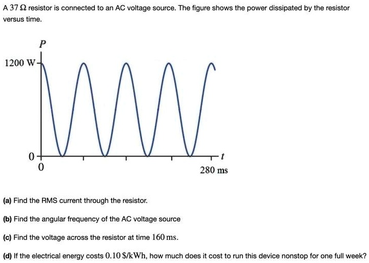 SOLVED: A 37 Q2 resistor connected to an AC voltage source: The figure shows the power ...