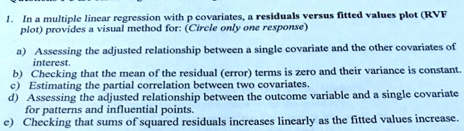 SOLVED: multiple linear regression with p covariates residuals versus ...