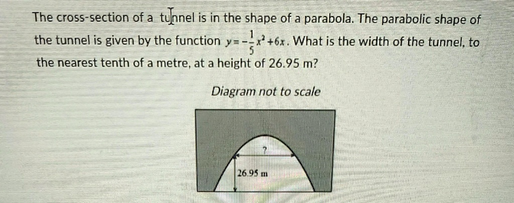 SOLVED: Question is in the image. The cross-section of a tunnel is in ...