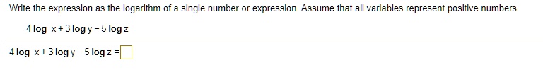 SOLVED: Write the expression as the logarithm of single number or expression Assume that all ...