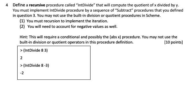 Solved Using Dr Racket Code Define Subtract Lambda X Y X Y Define Intdivide 6324