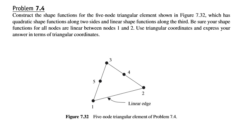 Shape Function Of 5 Node Triangle Element Problem Z4 Construct The Shape Functions For The Five 