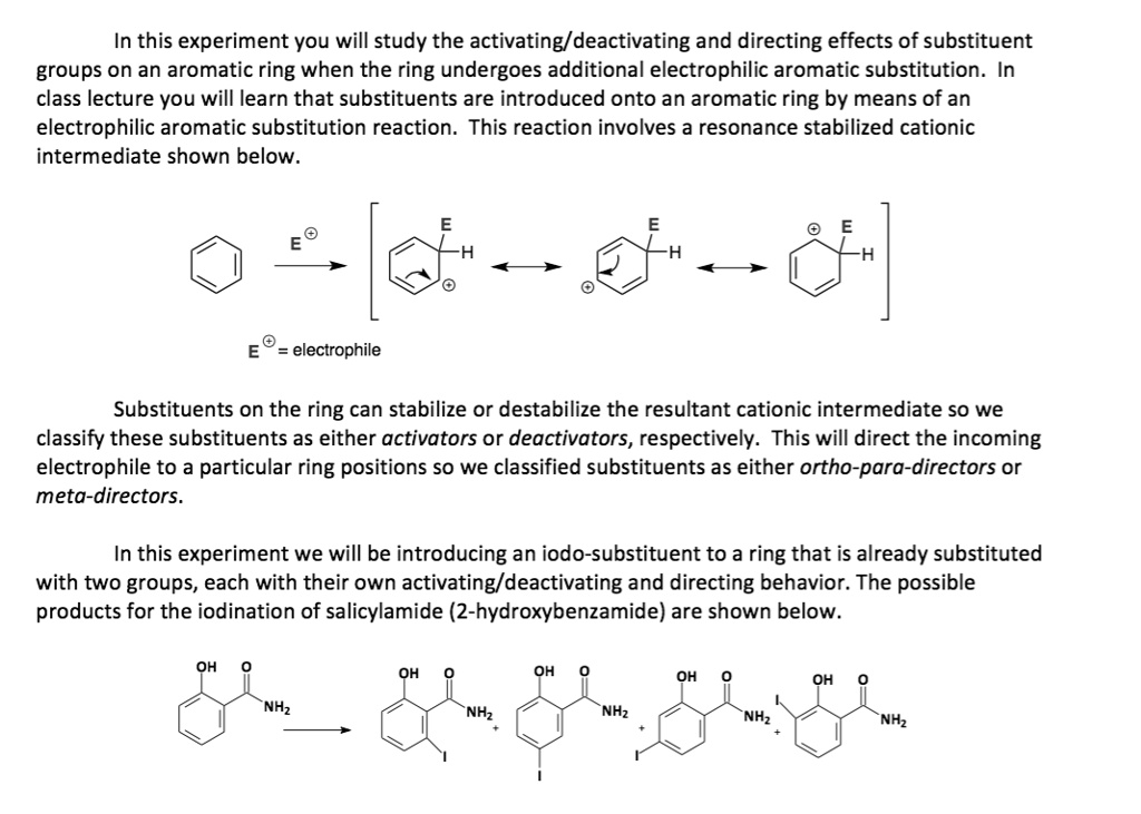SOLVED: In this experiment you will study the activating/deactivating and directing effects of ...