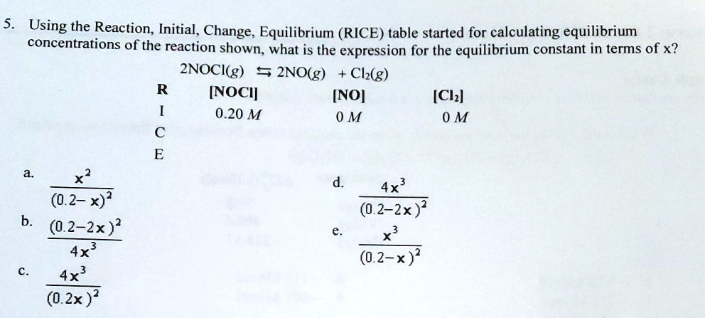 5 using the reaction initial change equilibrium rice table started for calculating equilibrium ...