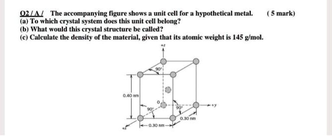 q the accompanying figure shows unit cell for hypothetical metal 5 mark ... q the accompanying figure shows unit cell for hypothetical metal 5 mark ...