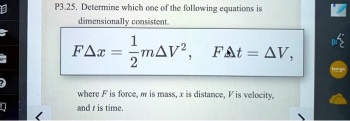 P3.25. Determine which one of the following equations is dimensionally ...