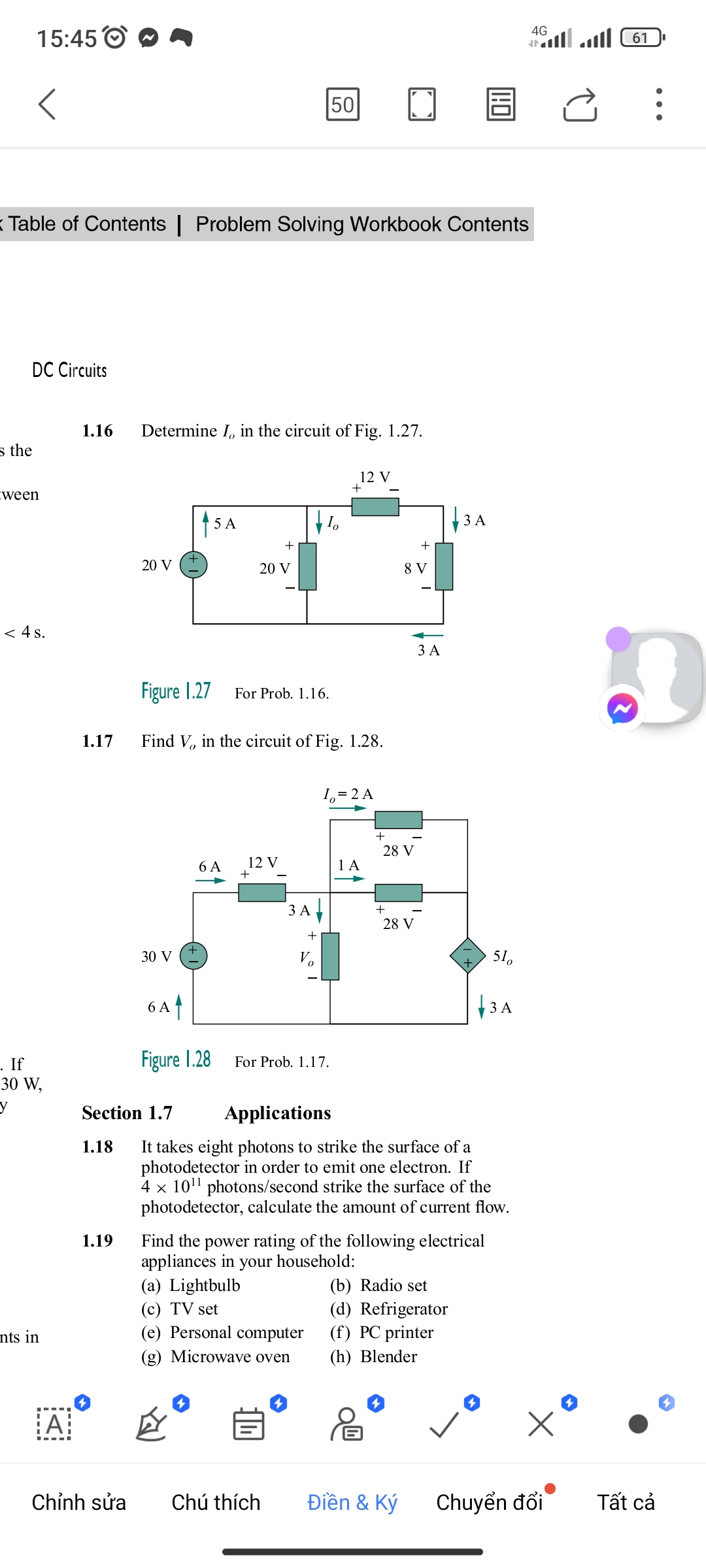SOLVED: 4 G 61 50 Table of Contents Problem Solving Workbook Contents DC Circuits 1.16 Determine ...