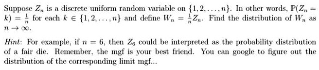 suppose z is a discrete uniform random variable on 12 in other words pz ...