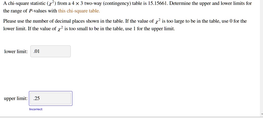 A chi-square statistic (χ^2) from a 4 x 3 two-way (contingency) table ...