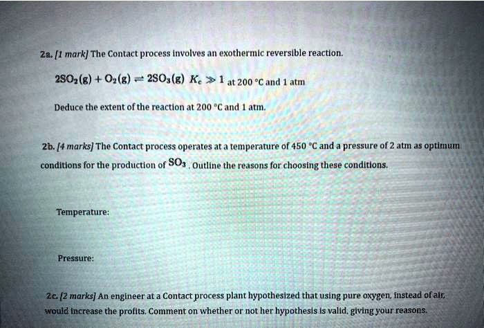 SOLVED: The Contact process involves an exothermic reversible reaction ...