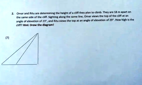 Omar and Ritu are determining the height of a cliff they plan to climb ...