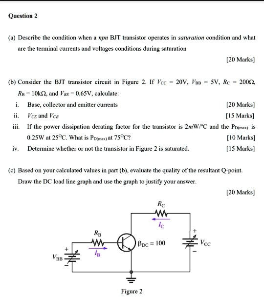 Question 2 (a) Describe the condition when a npn BJT transistor ...
