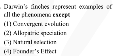 darwins finches represent examples of all the phenomena except 1 ...